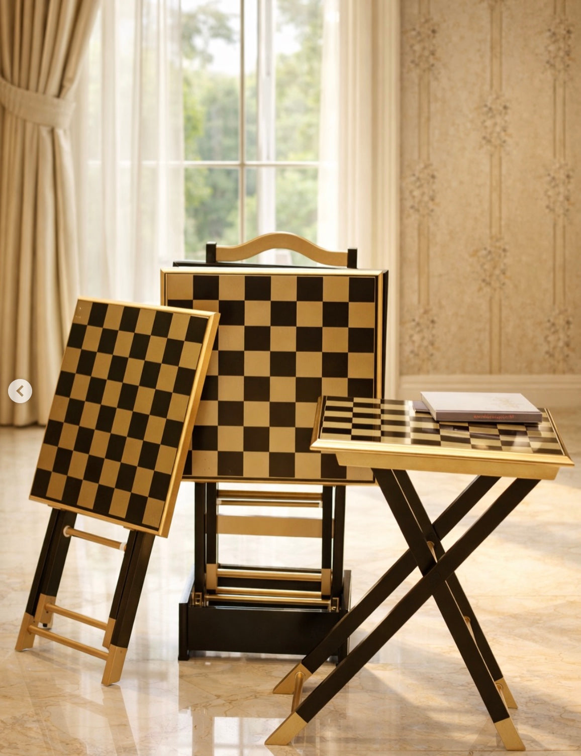 CHESS SERVING TABLE SET (4PC) – WOODEN HUB