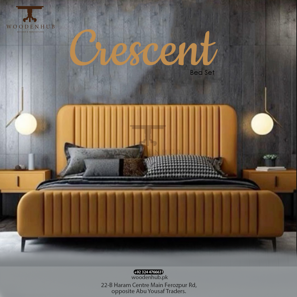 CRESCENT BED SET (Bed+Side Tables) – WOODEN HUB
